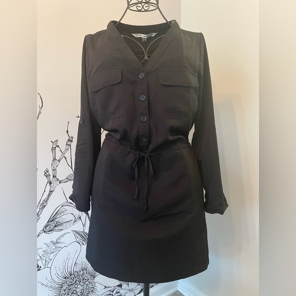 Max Studio | Dresses | Max Studio Black Button Front Shirt Dress | Poshmark
